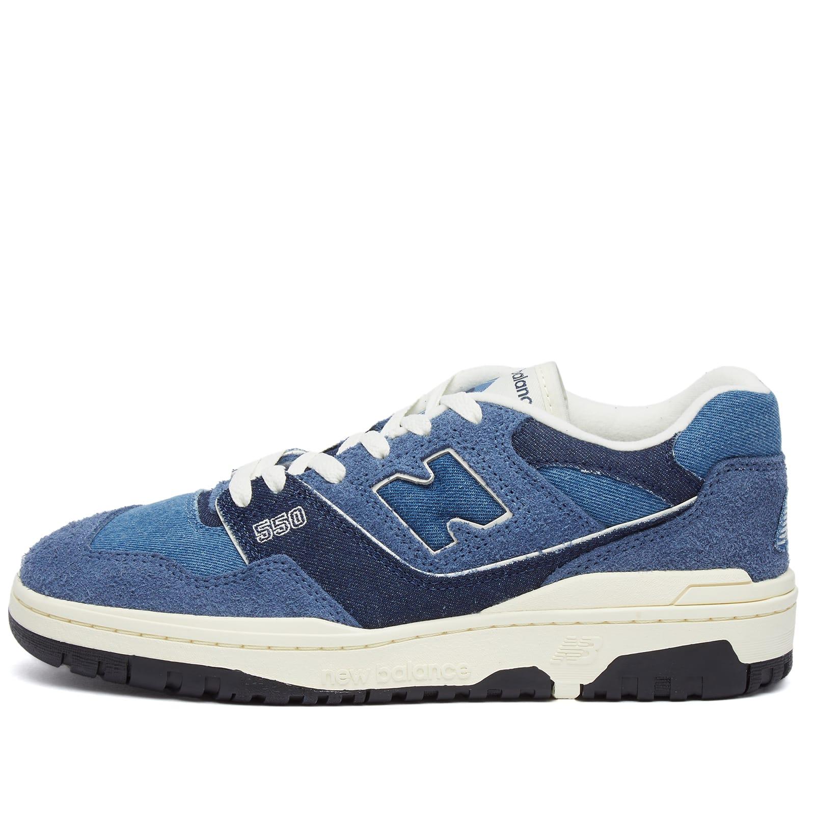 New Balance Denim Paneled Suede Sneakers in Blue | Lyst