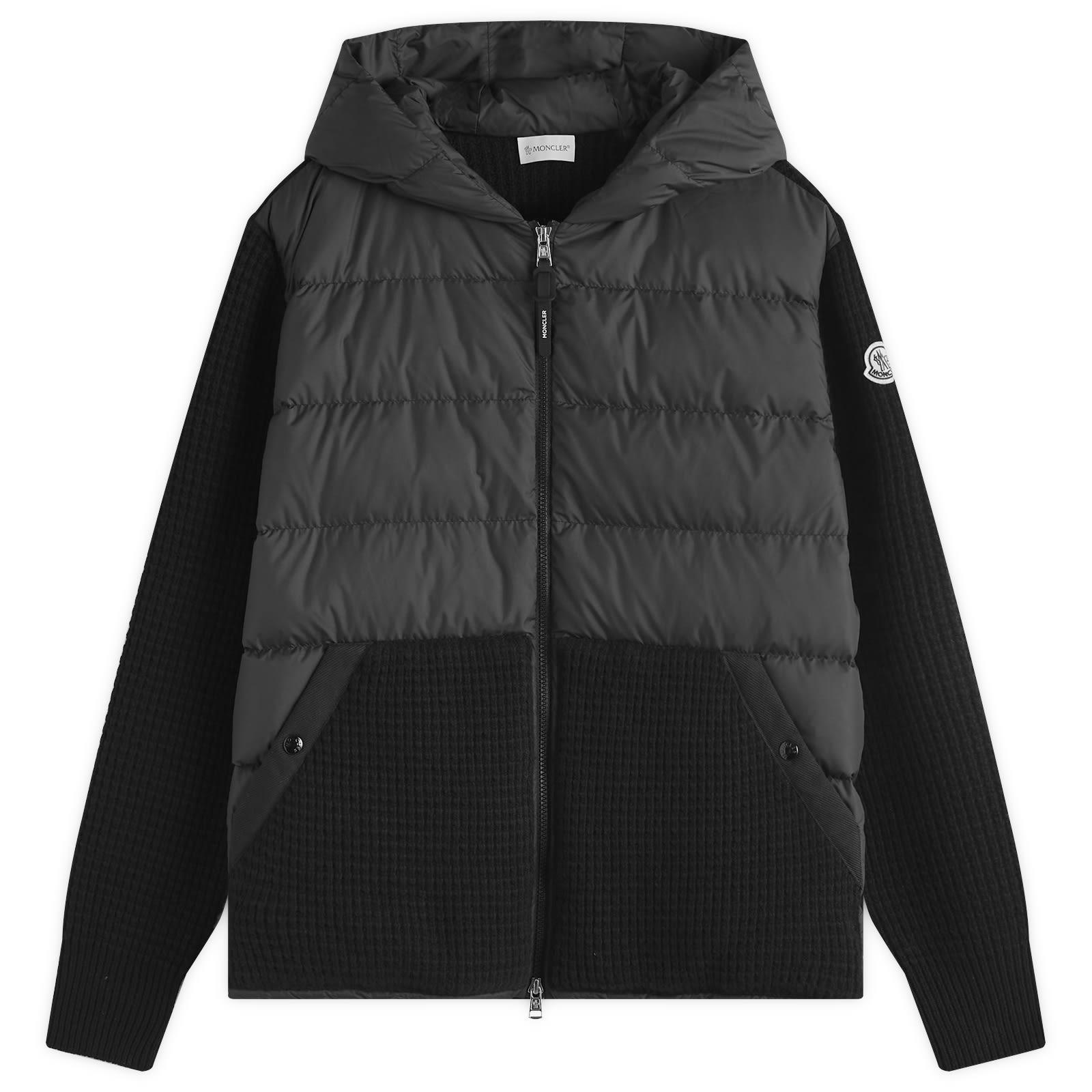 Moncler Down Knit Waffle Jacket in Black for Men | Lyst
