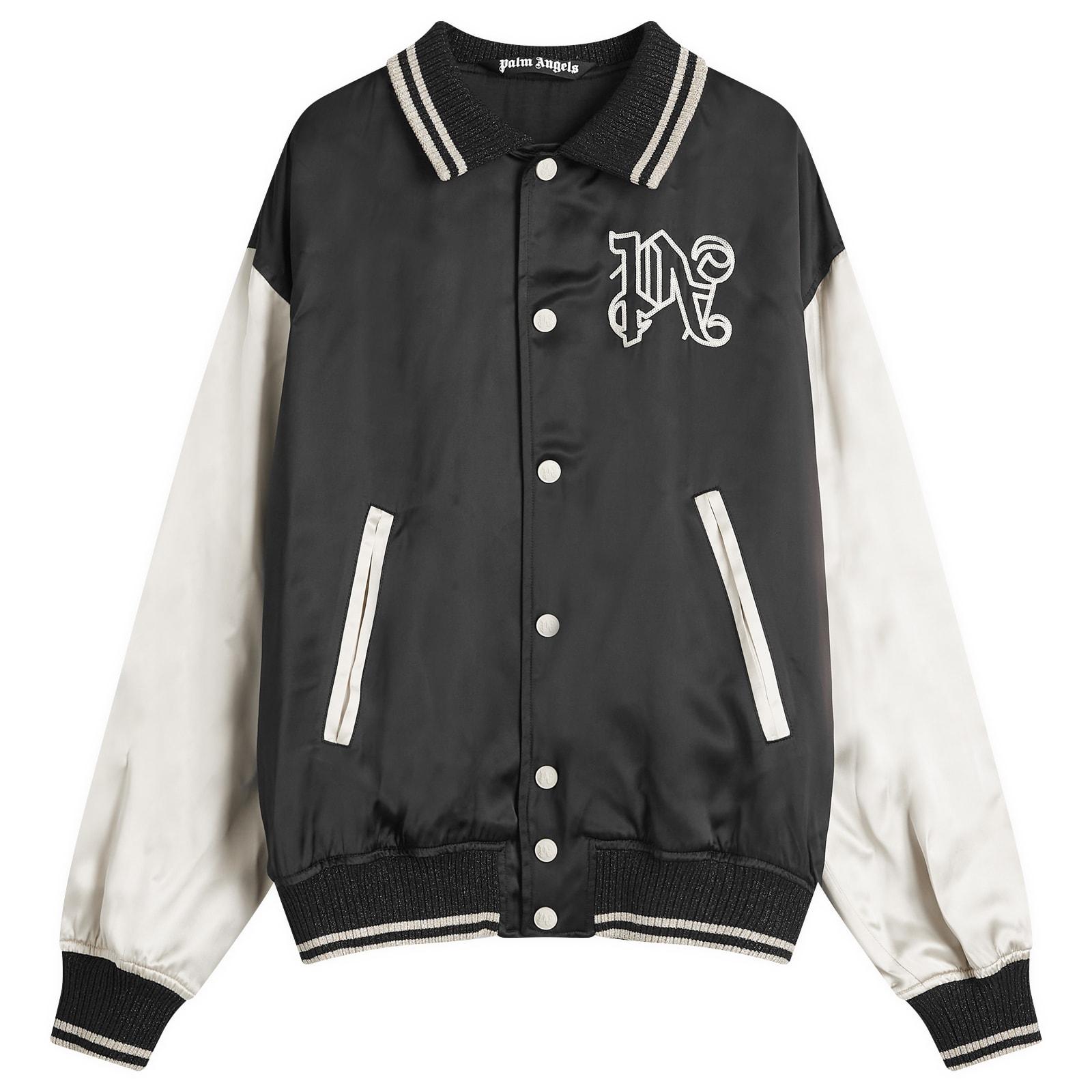 Palm Angels Gothic Logo Varsity Jacket in Black for Men | Lyst