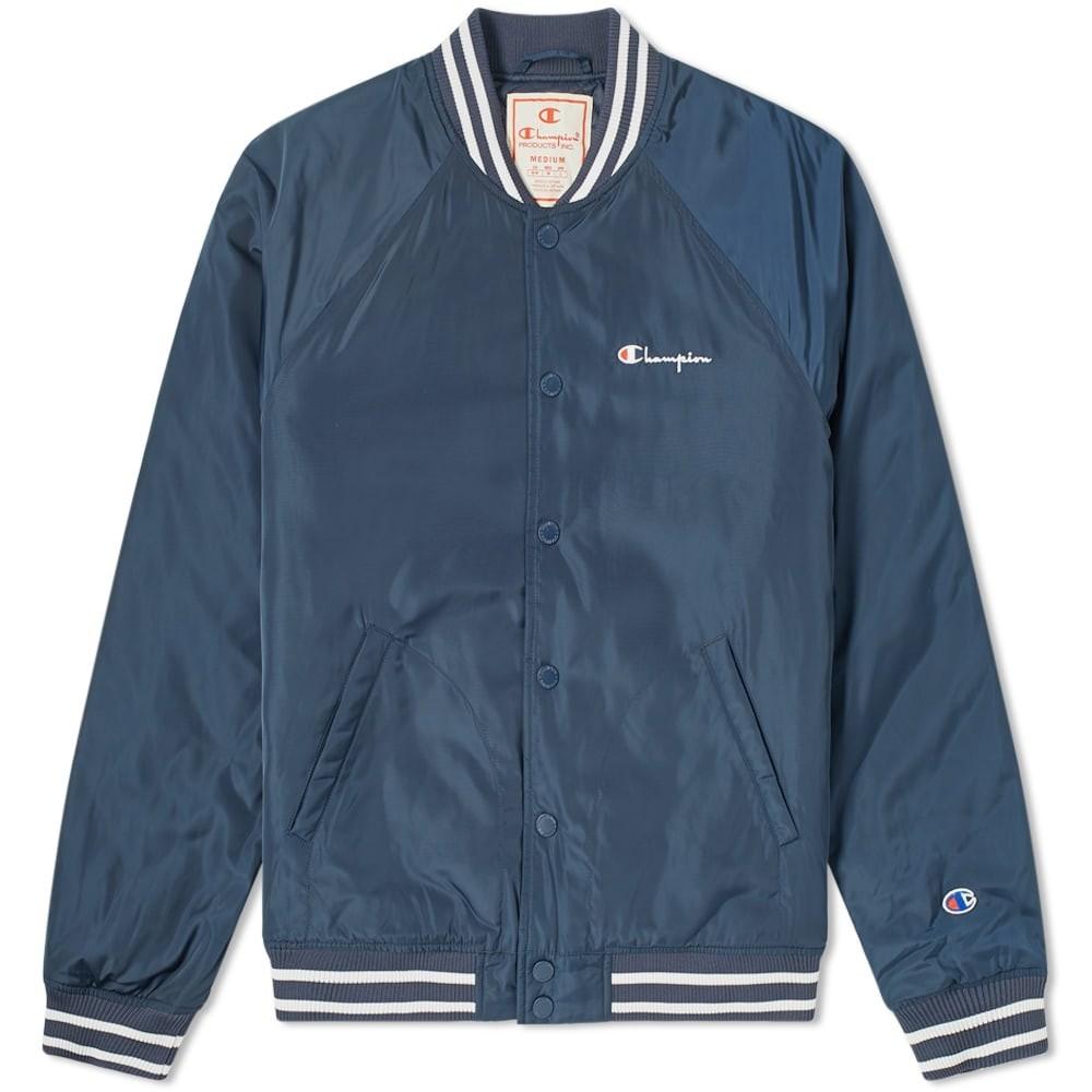 Champion Synthetic Logo Varsity Jacket in Blue,White (Blue) for Men ...