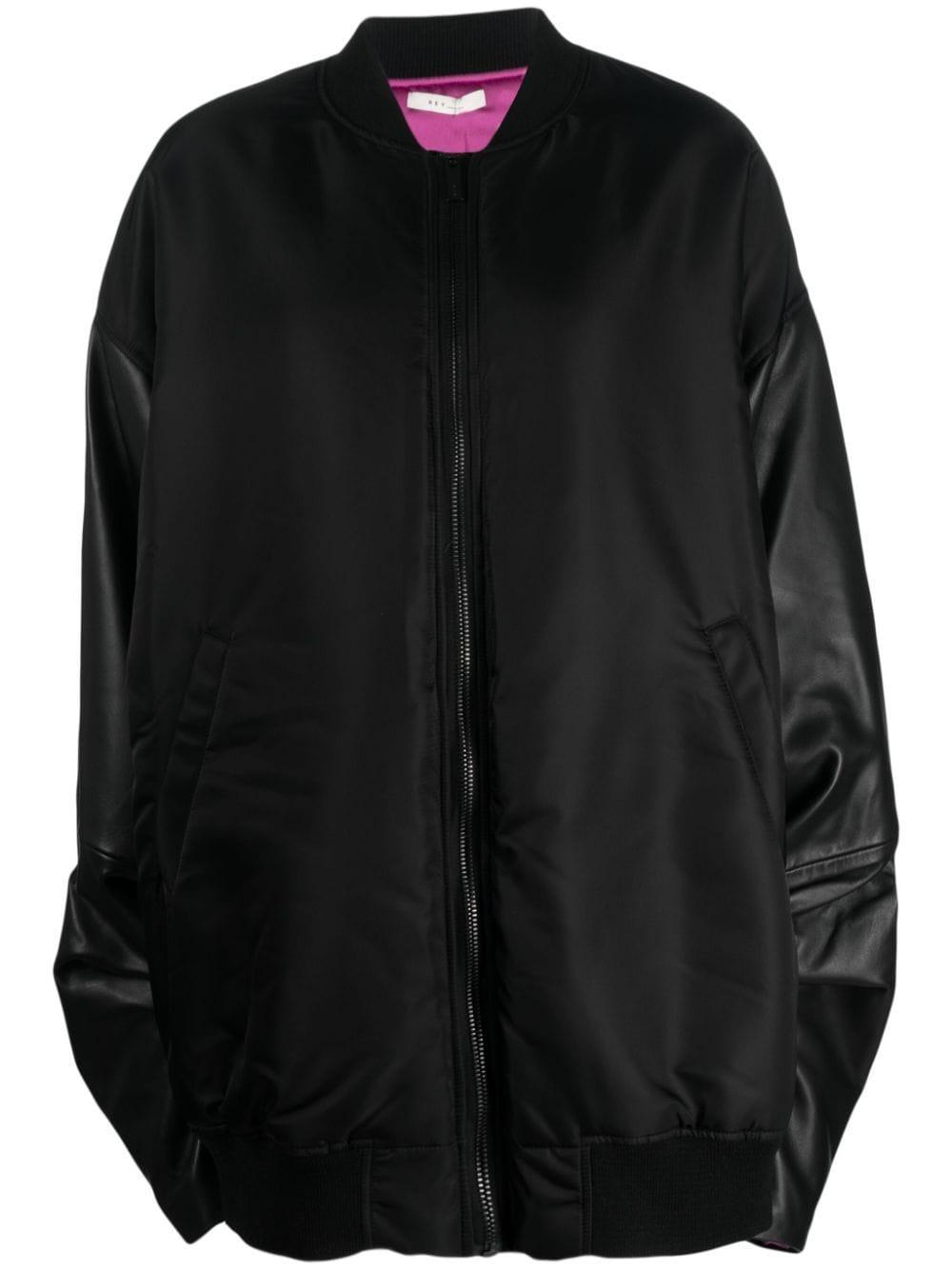 R.ev Oversize High-Neck Bomber Jacket in Black | Lyst