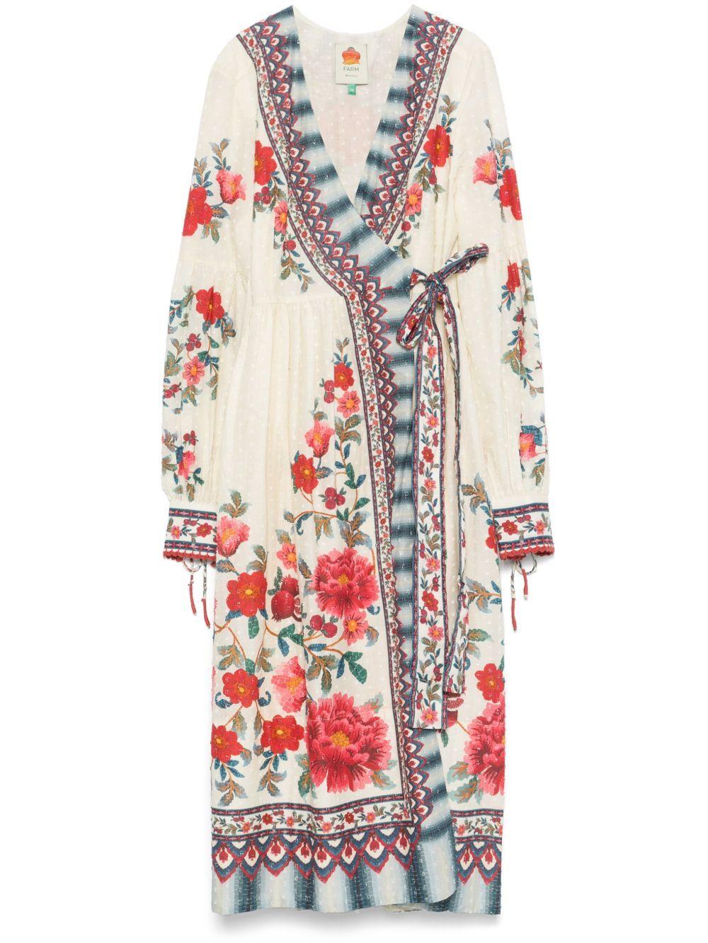 FARM Rio Mosaic Garden Midi Dress in White | Lyst