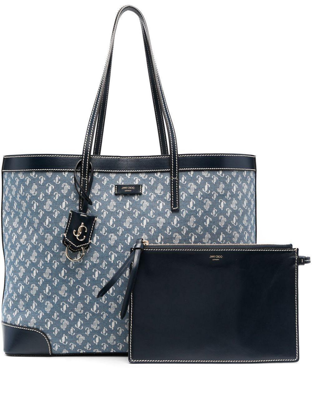 Jimmy Choo Nine2five Logo-jacquard Tote Bag in Blue | Lyst