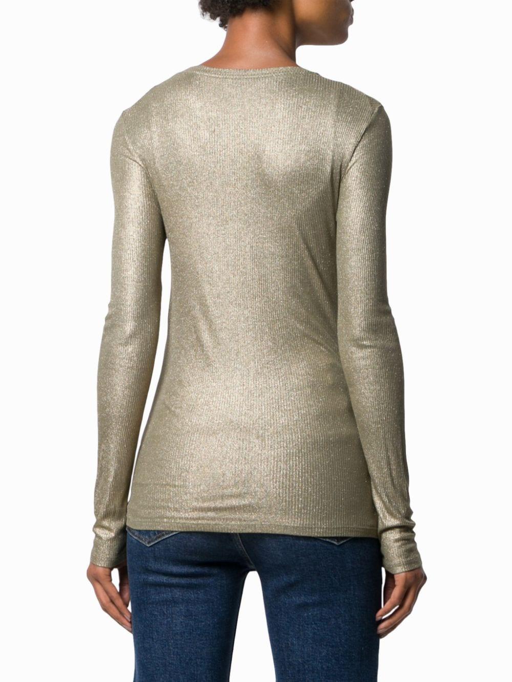 Majestic Filatures Shimmer Ribbed Knit Jumper in Gold (Metallic) - Lyst