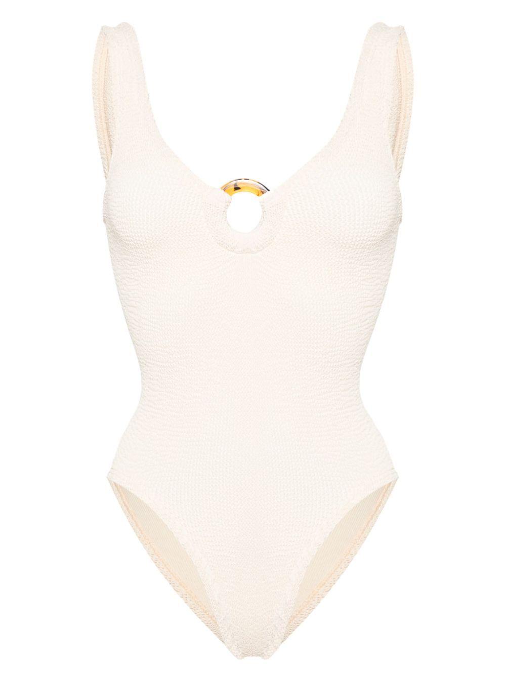 Hunza G Celine Crinkle Swimsuit in White | Lyst Hunza G Celine Crinkle Swimsuit in White | Lyst