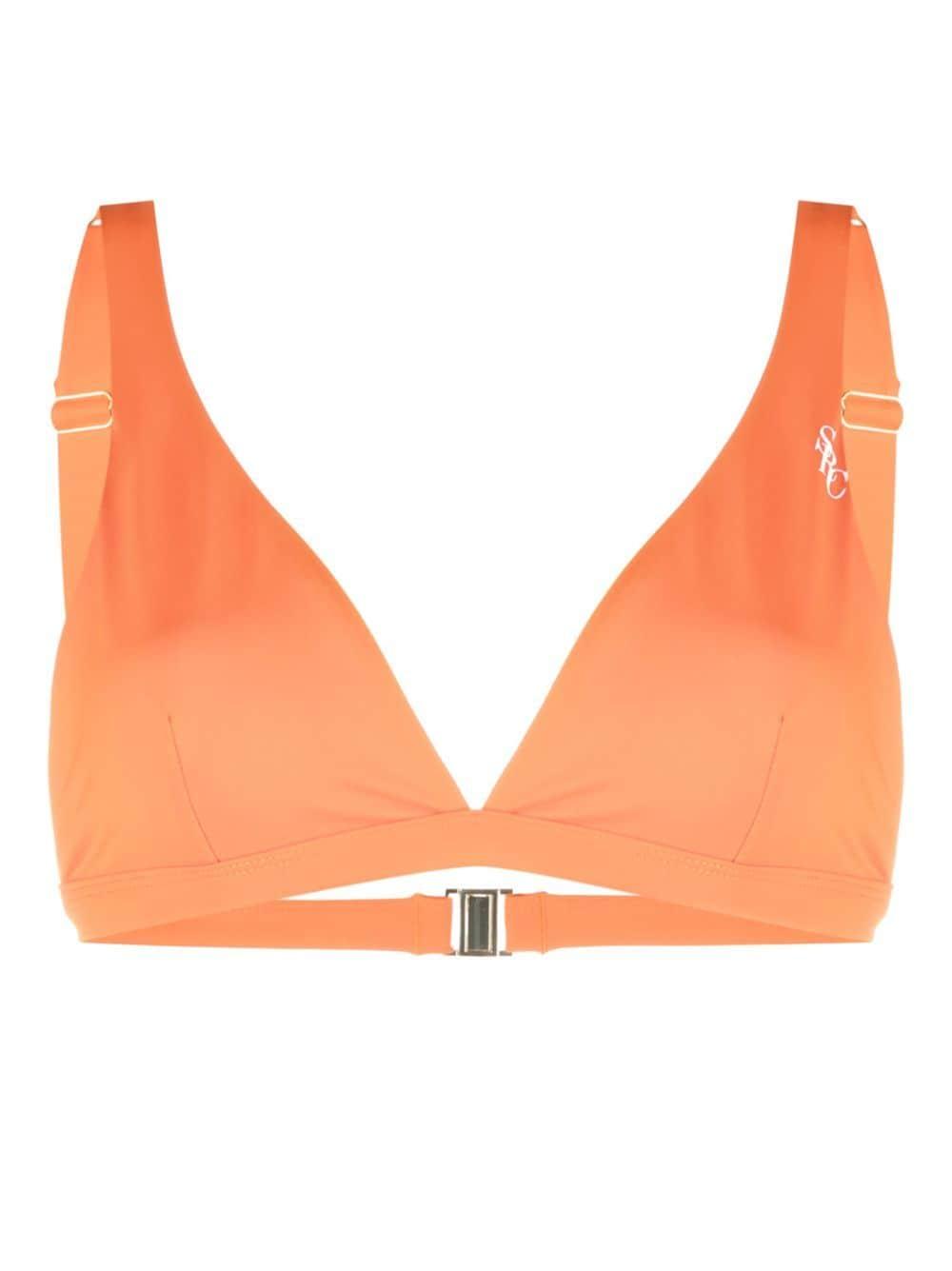 Sporty & Rich Logo-print Triangle Bikini Top in Orange | Lyst