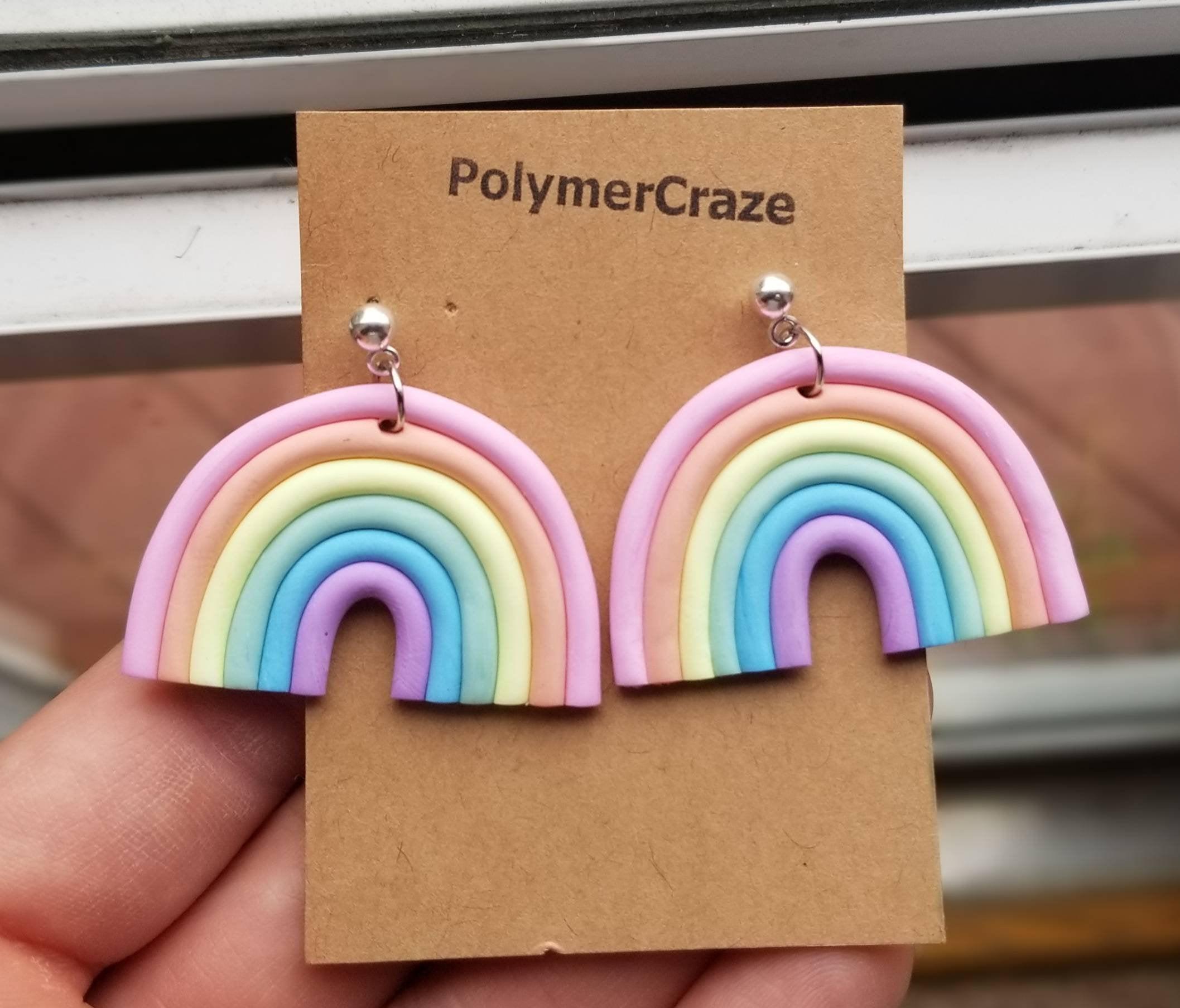 Rainbow Earrings Polymer Clay Earrings
