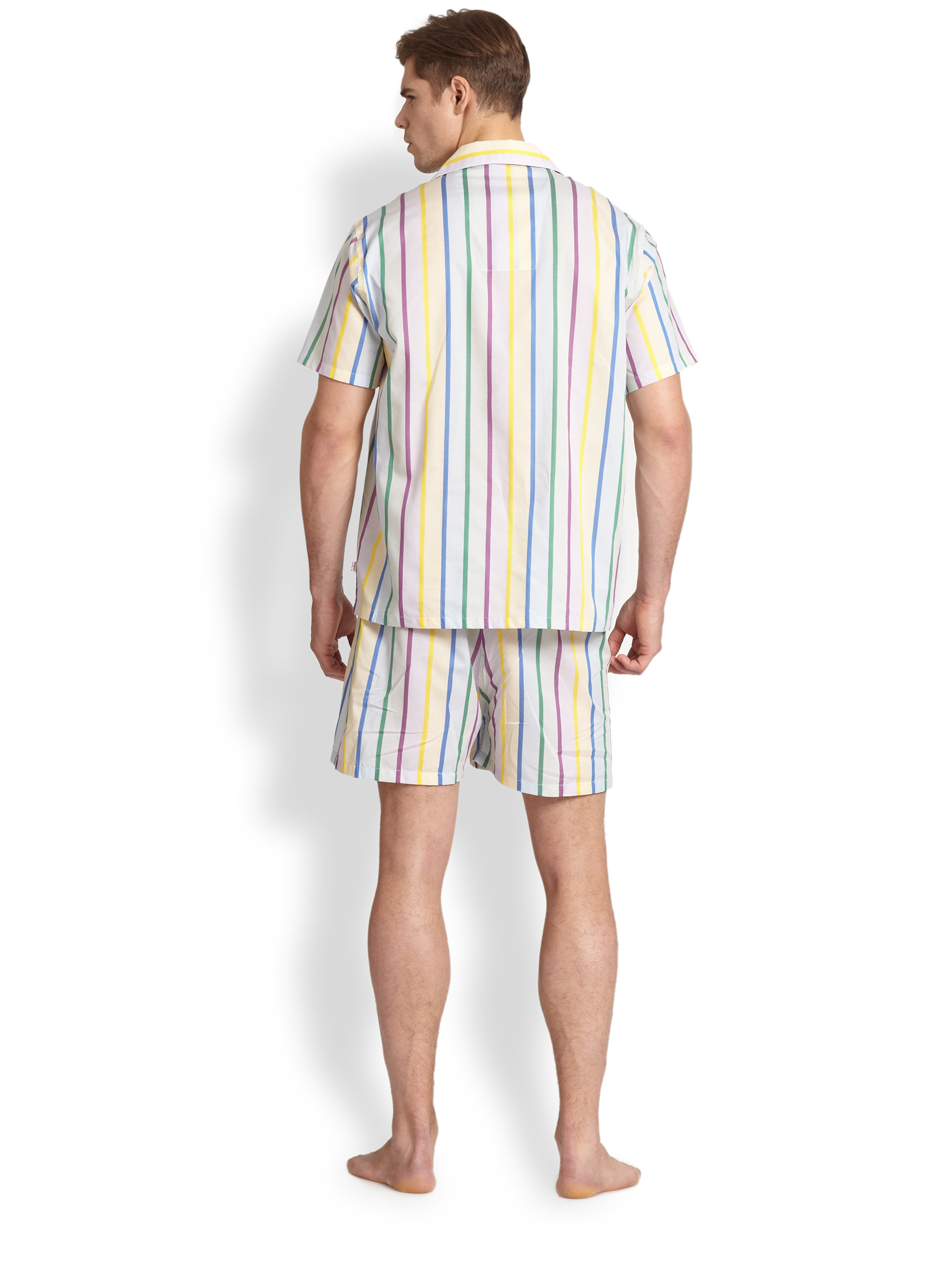 Lyst Derek Rose Striped Shortie Pajama Set For Men