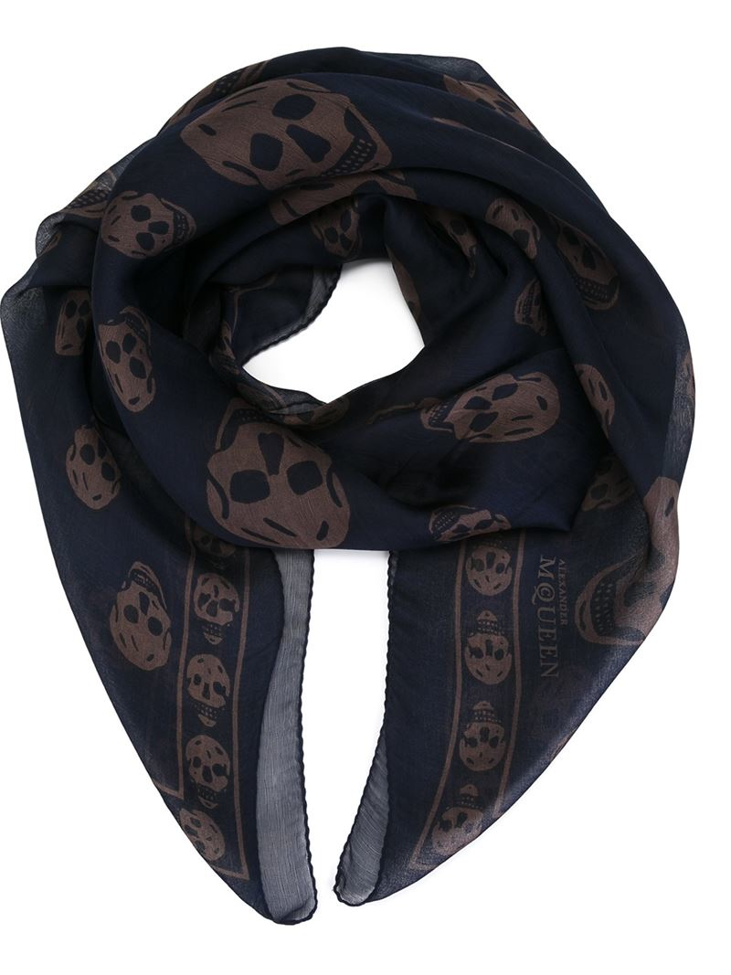 Alexander mcqueen 'skull' Scarf in Blue | Lyst