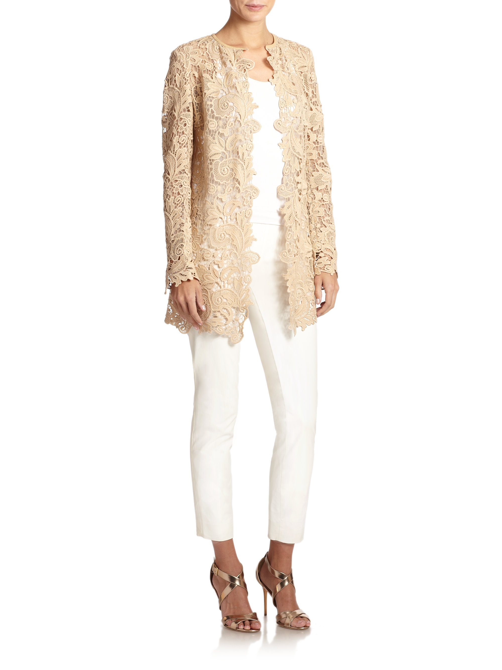Ralph Lauren Black Label Thora Lace Duster in Honey (Natural) - Lyst
