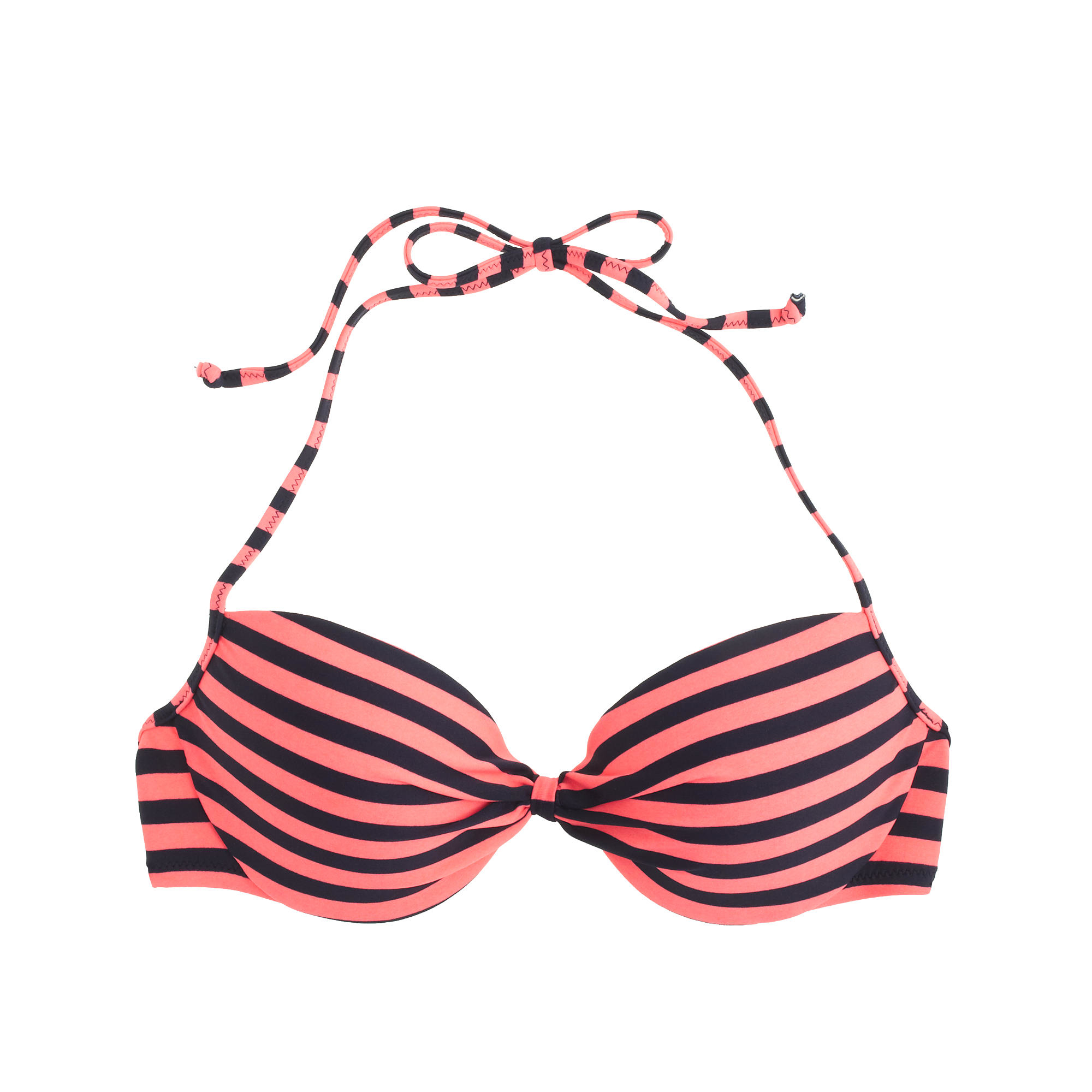 J Crew Dd Cup Underwire Halter Bikini Top In Classic Stripe In Red Lyst