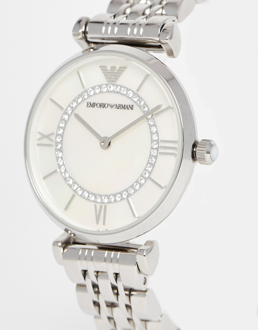 Emporio Armani Silver Gianni T Bar Watch in Metallic - Lyst