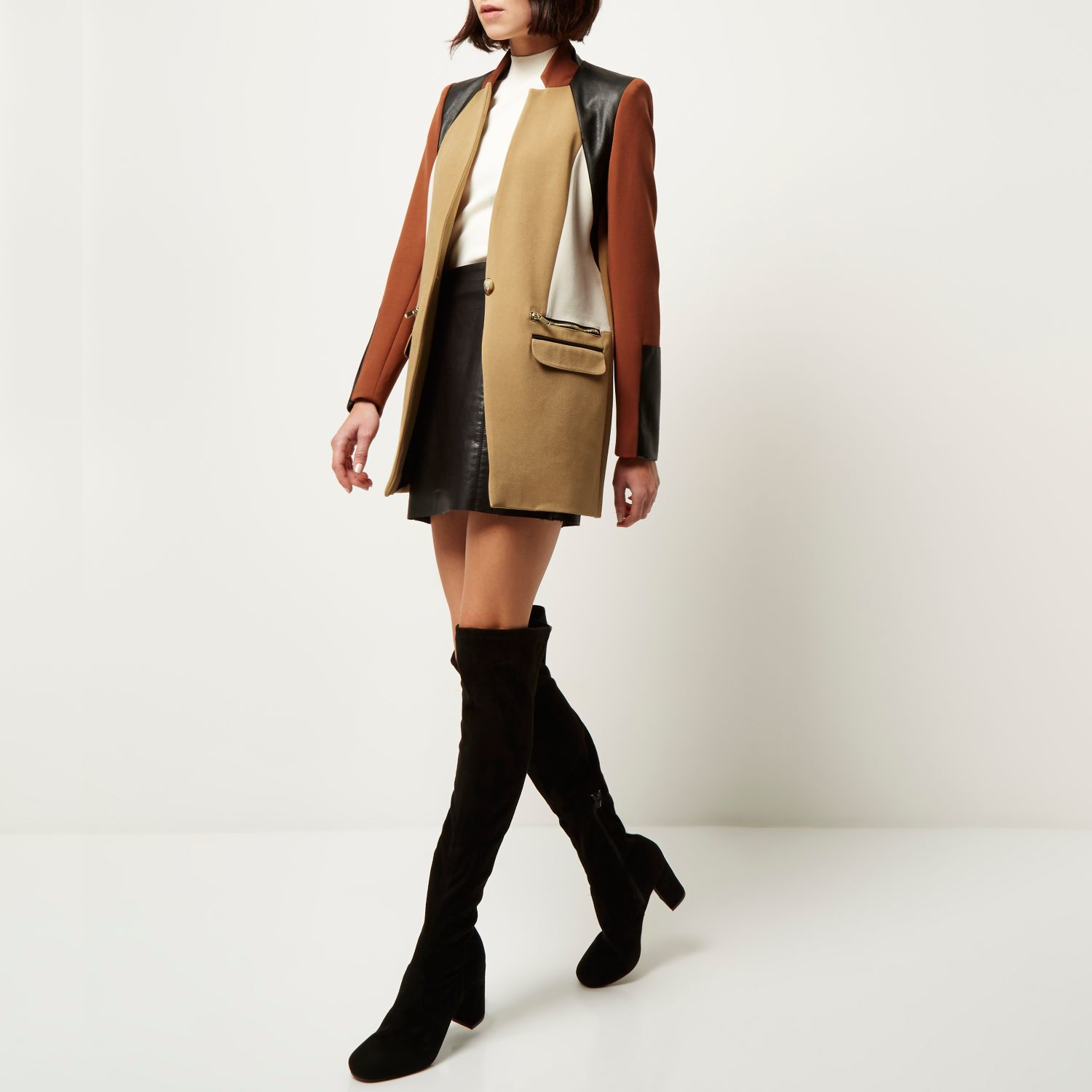 Sale > river island color block coat > in stock