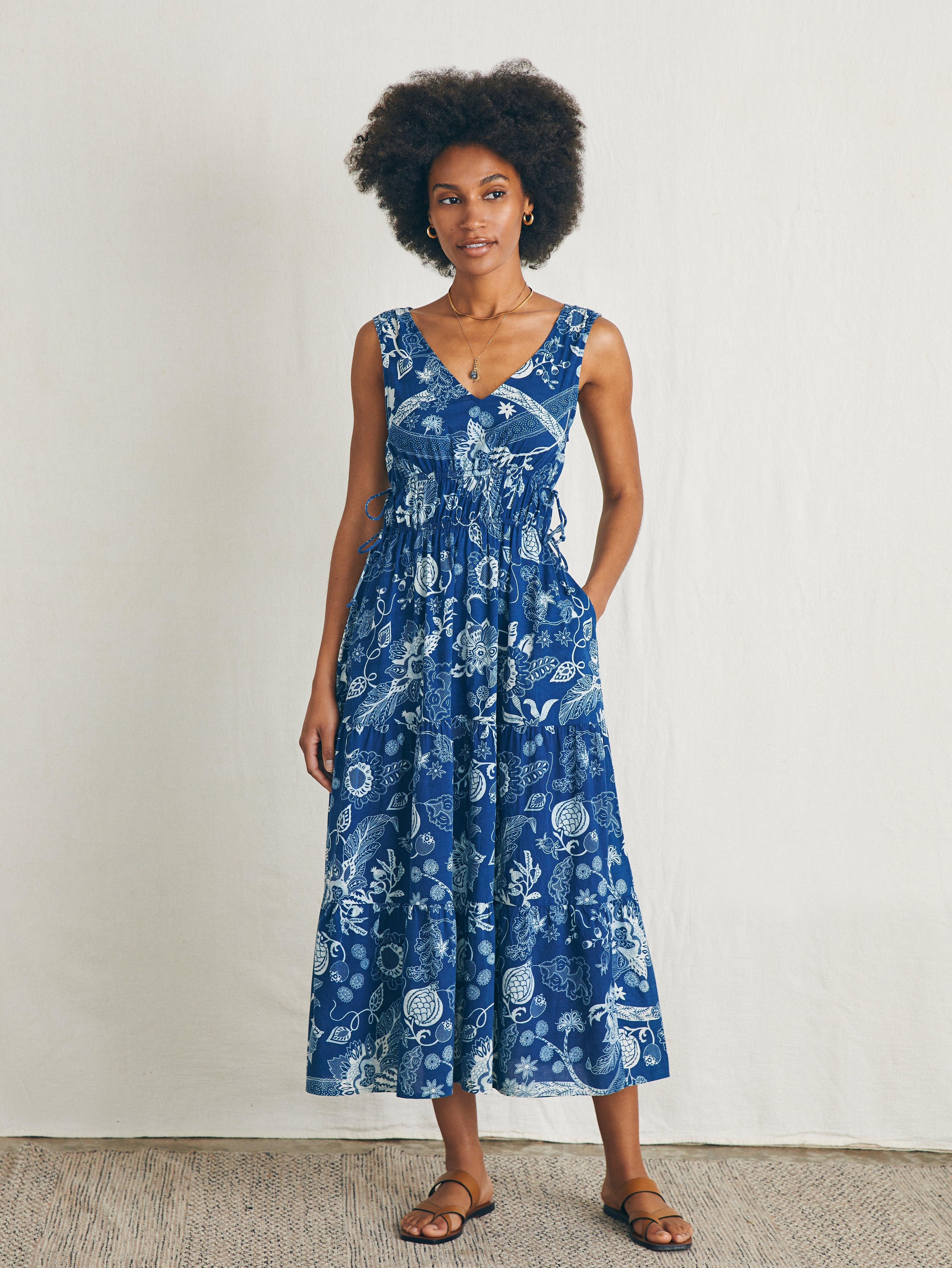 Faherty Sandbar Maxi Dress in Blue | Lyst UK
