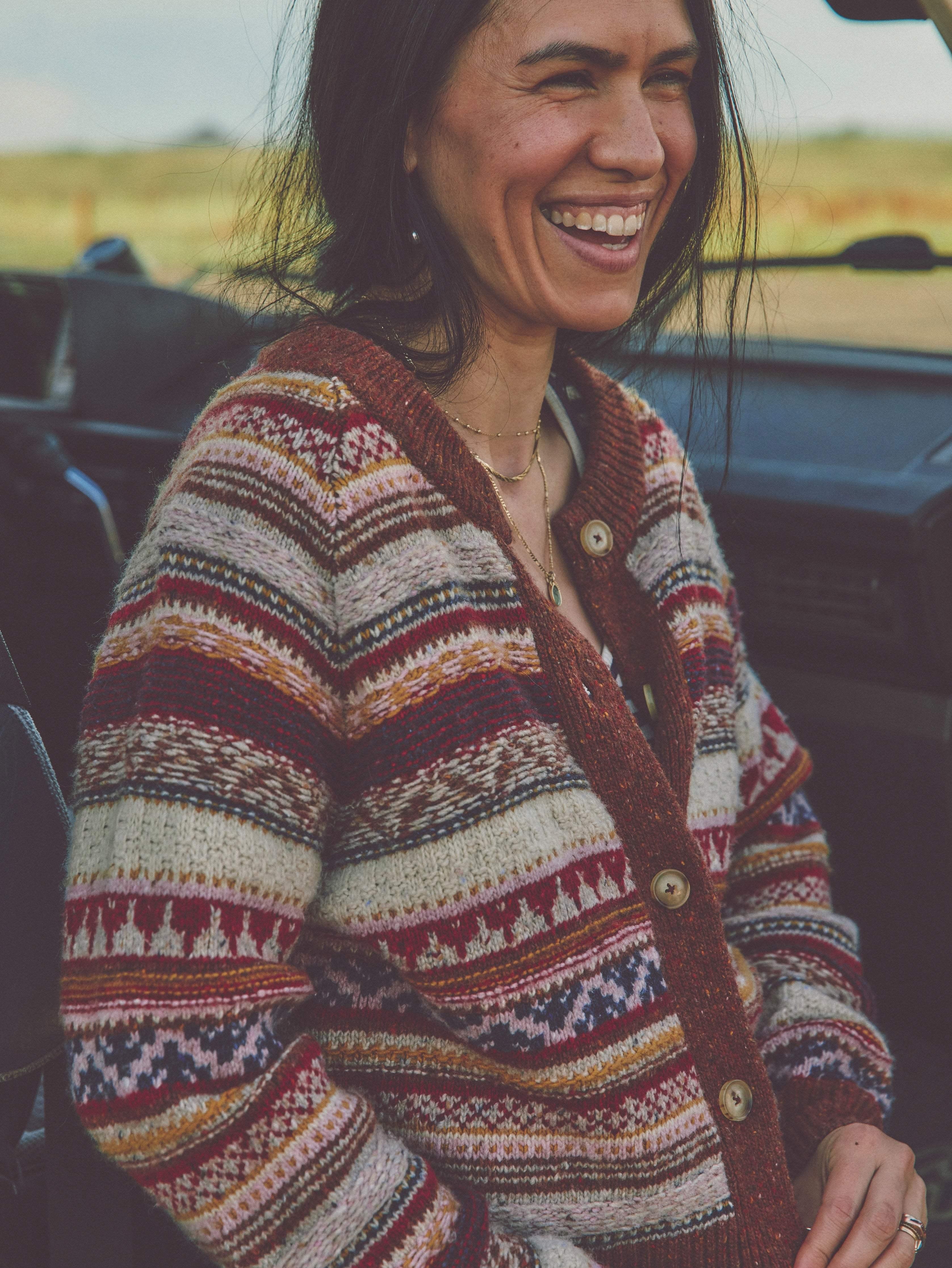 Faherty Marley Fairisle Cardigan in Blue | Lyst