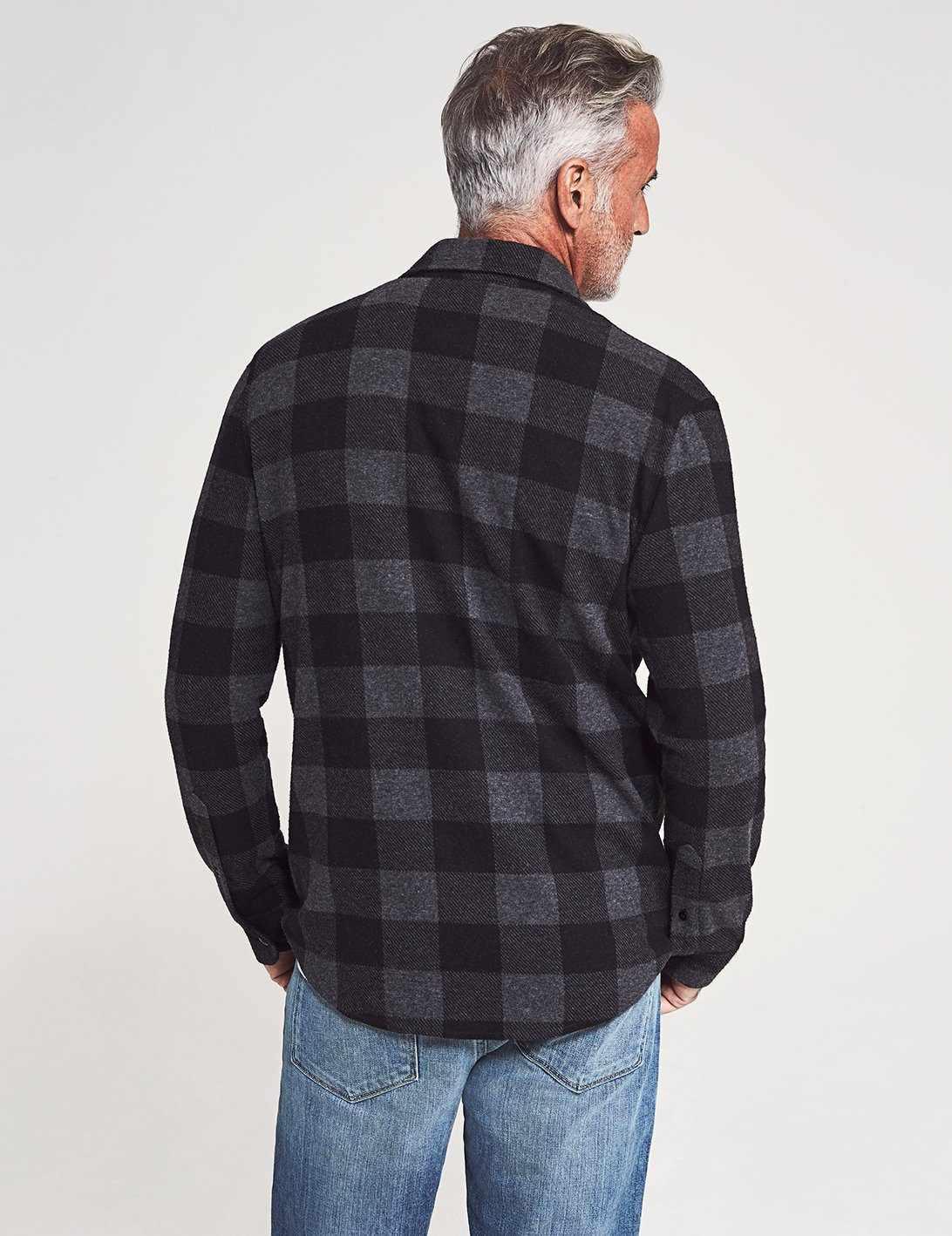 Faherty Brand Flannel Legend Sweater Shirt in Black for Men - Lyst