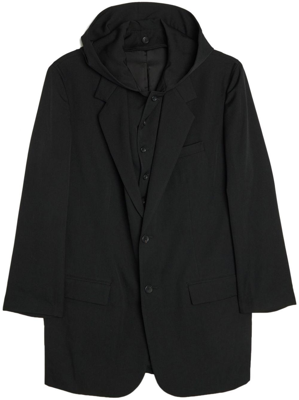 Yohji Yamamoto Crease Effect Hooded Jacket in Black for Men | Lyst