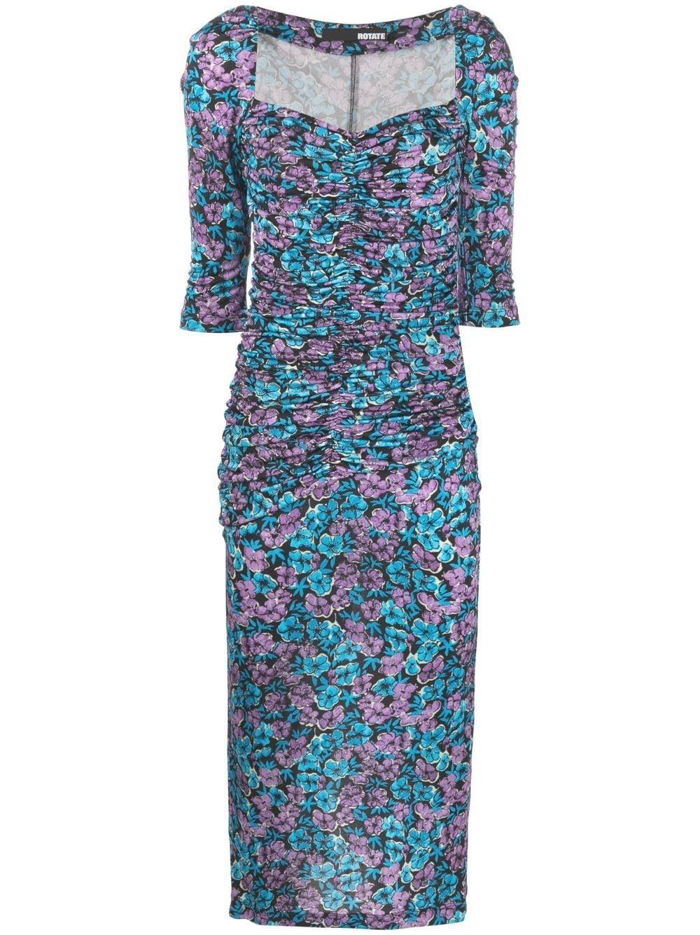 ROTATE BIRGER CHRISTENSEN Floral-print Midi Dress in Blue | Lyst ROTATE BIRGER CHRISTENSEN Floral-print Midi Dress in Blue | Lyst