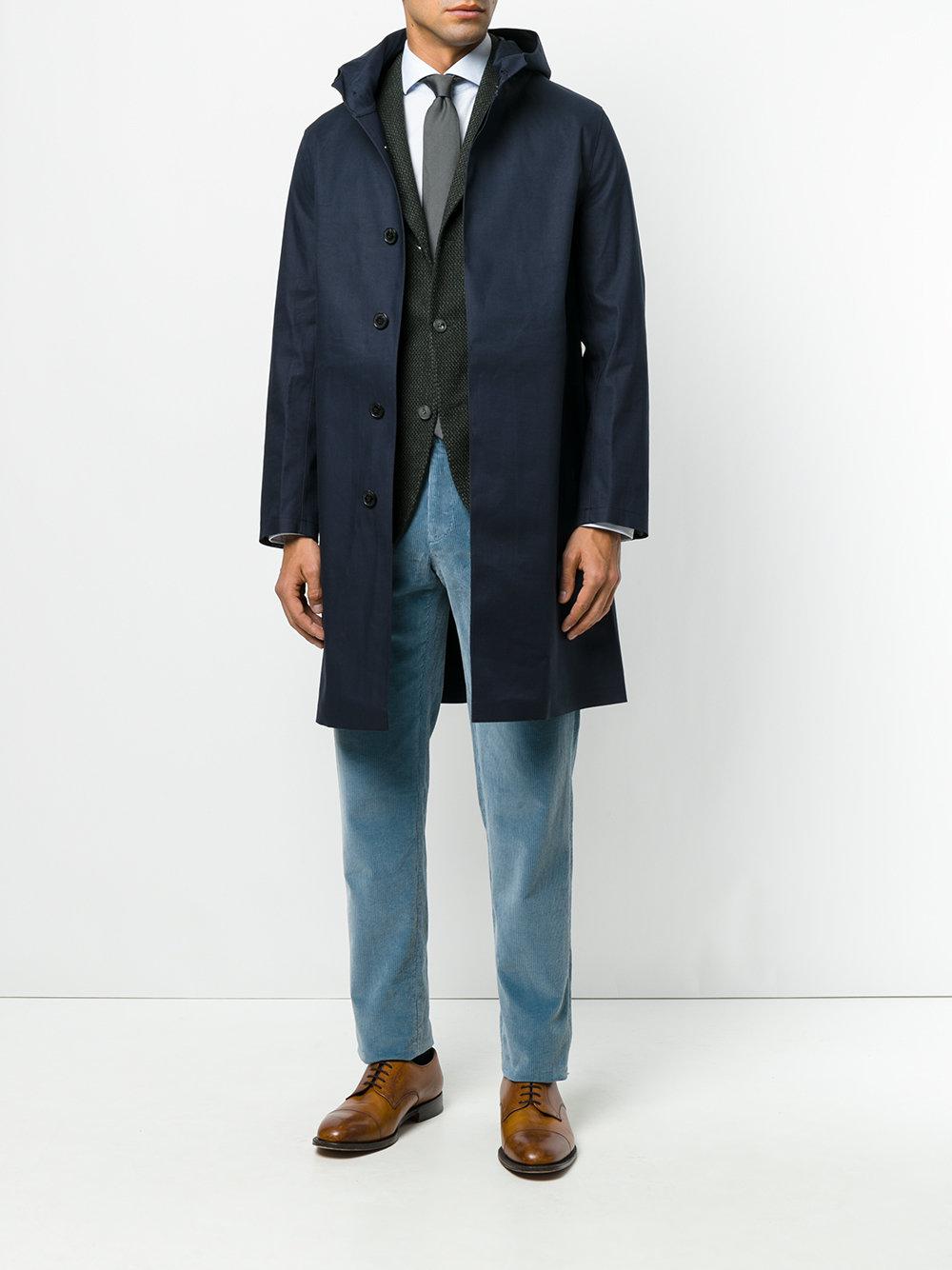 Mackintosh Cotton Hooded Raincoat in Blue for Men - Lyst