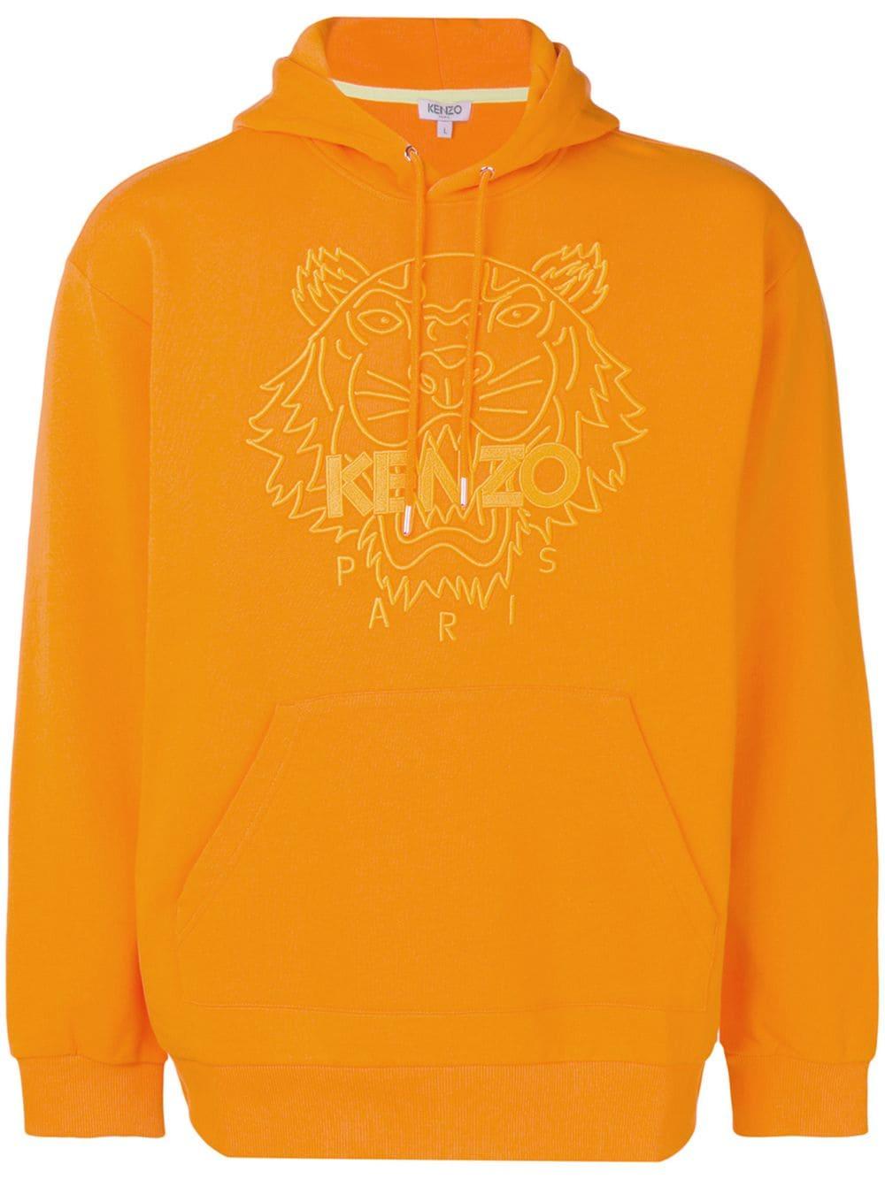 KENZO Cotton Logo Hoodie in Orange for Men - Lyst