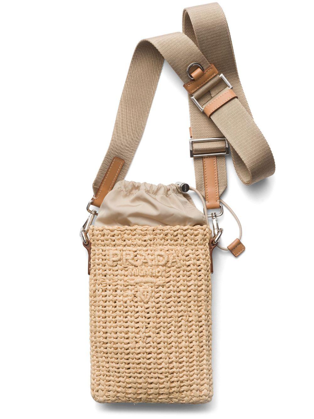 Prada Logo-Embroidered Smartphone Case in Natural for Men | Lyst