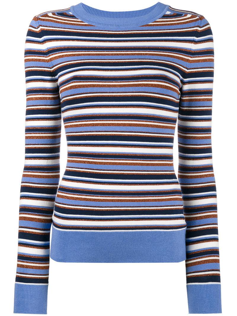 JoosTricot Cotton Striped Metallic Knitted Sweater in Blue - Lyst