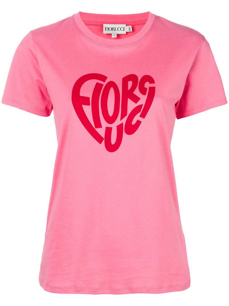 Fiorucci Heart Logo Print T-shirt in Pink | Lyst