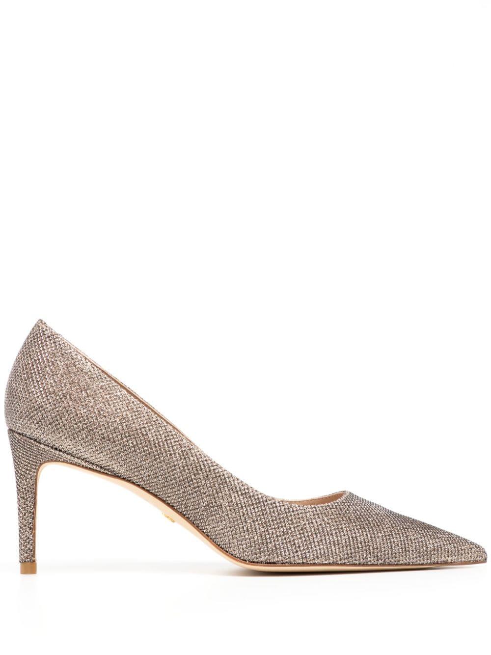Stuart Weitzman Stuart 50Mm Glitter Pumps in Metallic | Lyst