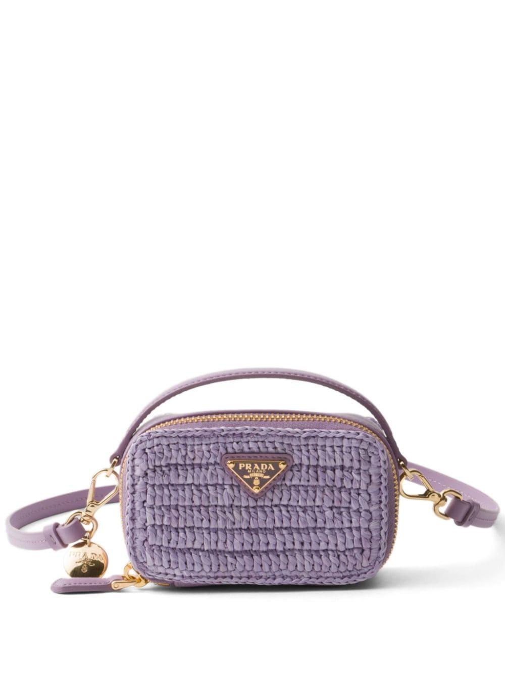 Prada Logo-plaque Crochet Pouch in Purple | Lyst