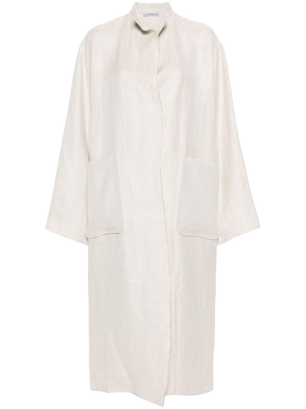 Dusan Herringbone-pattern Linen Coat in White | Lyst