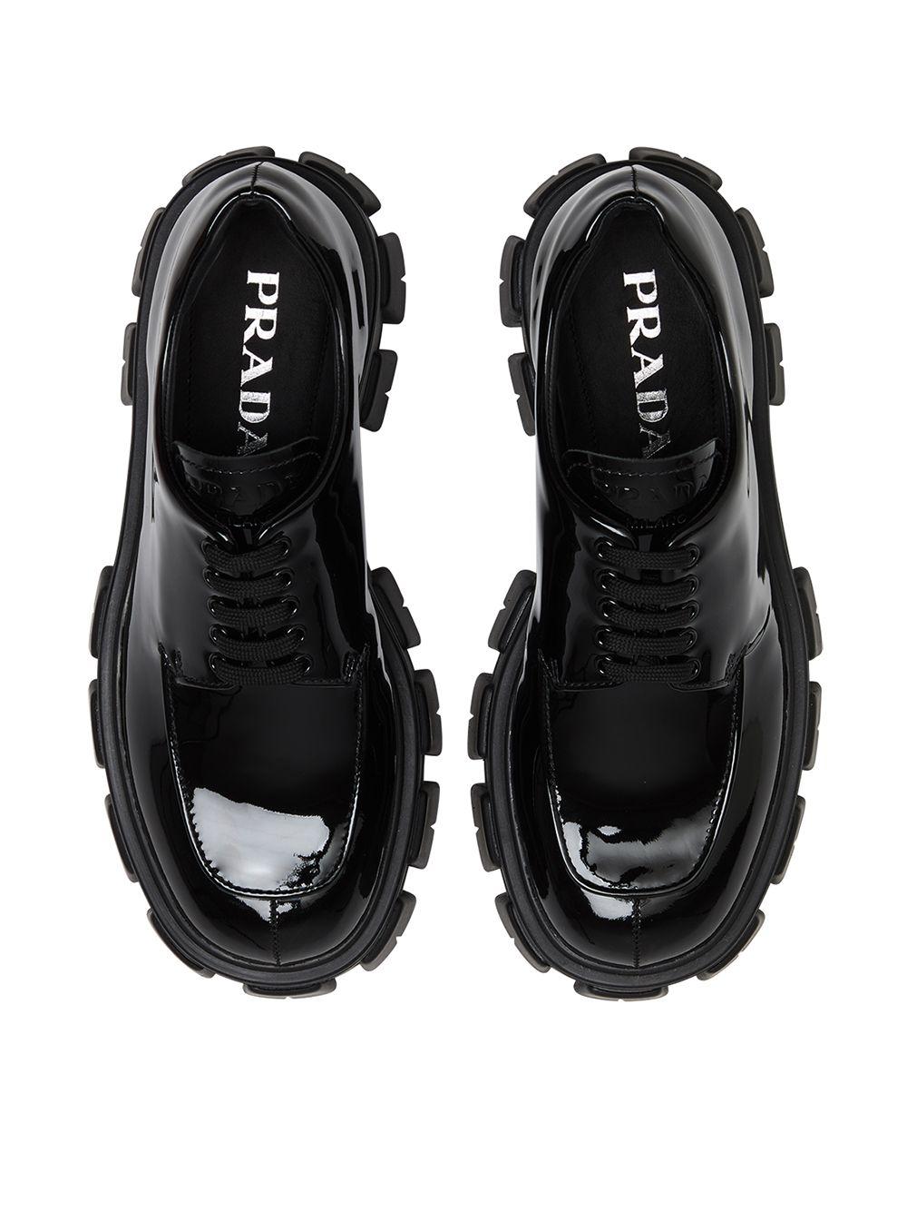 Prada Leather Chunky Sole Derby Shoes in Black - Lyst