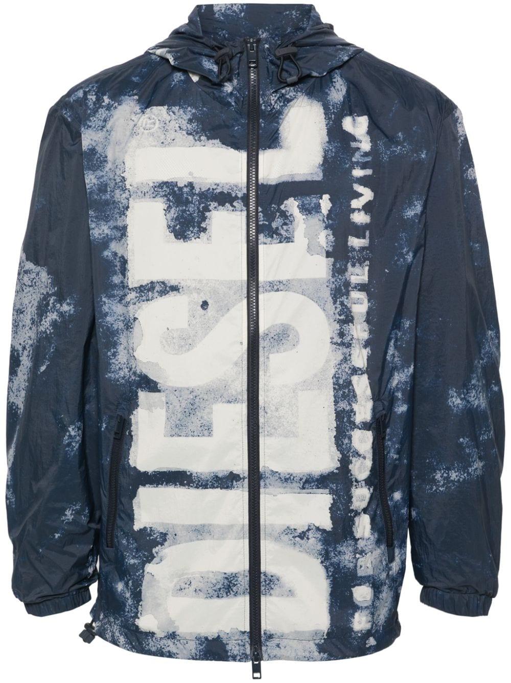 DIESEL J-warrett-logo-logo Hooded Jacket in Blue for Men | Lyst