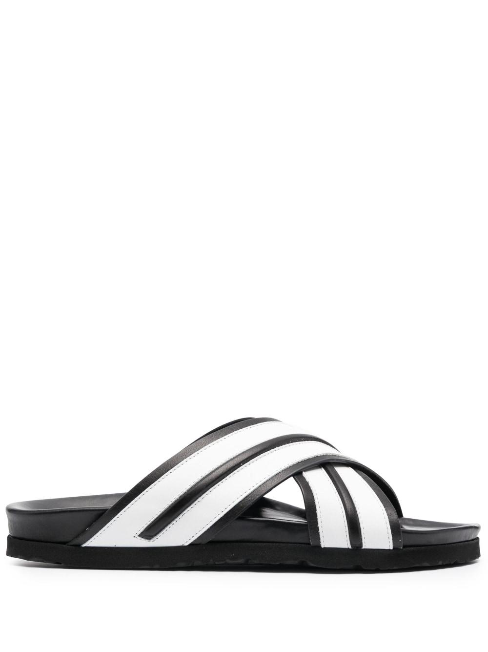 Palm Angels Striped Criss-cross Slides in Black for Men | Lyst