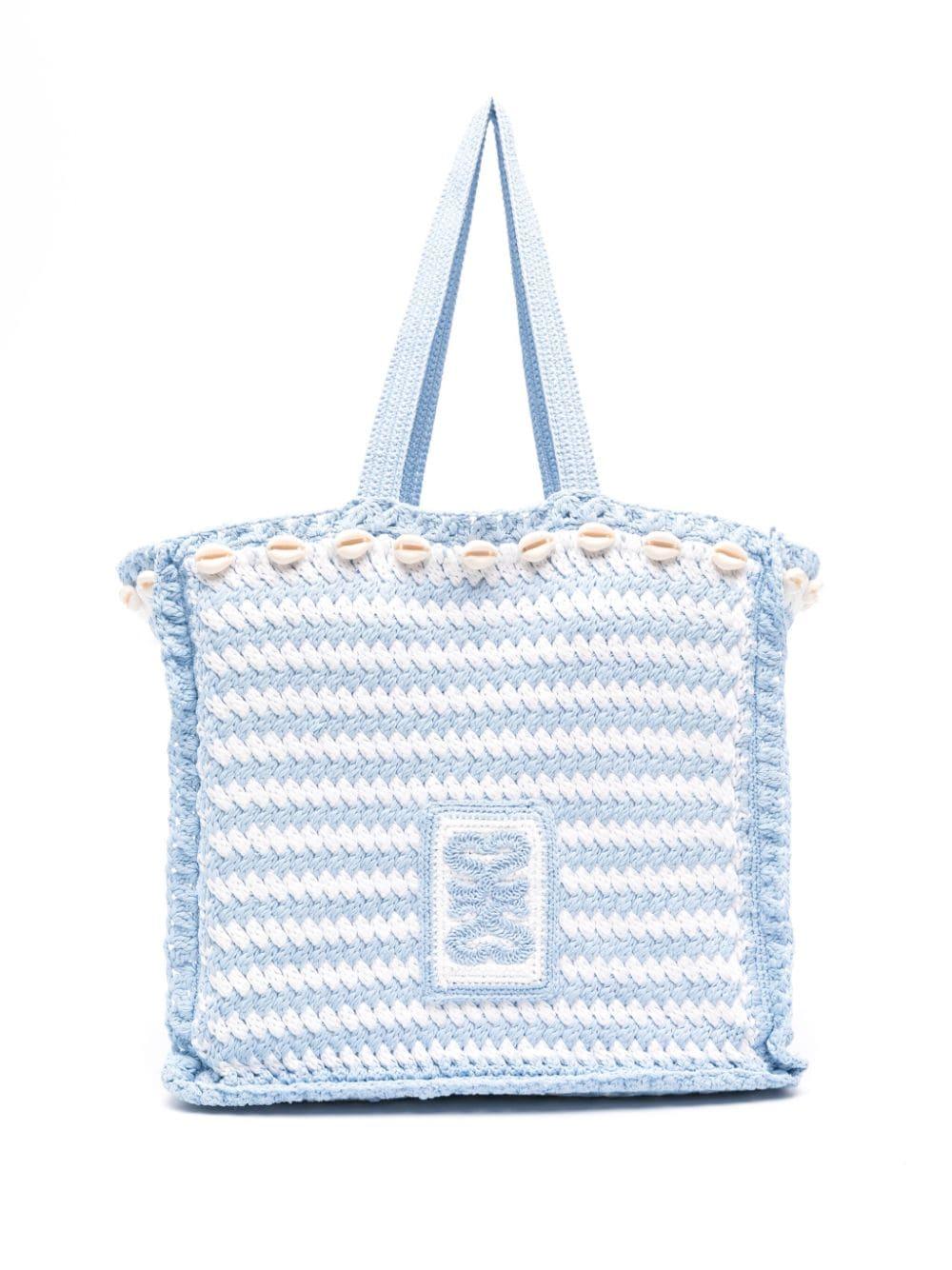Sandro Shell-detail Crochet Tote Bag in Blue | Lyst