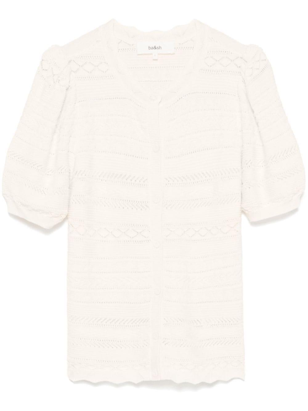 Ba&sh Organic Cotton Openwork Cardigan in White | Lyst