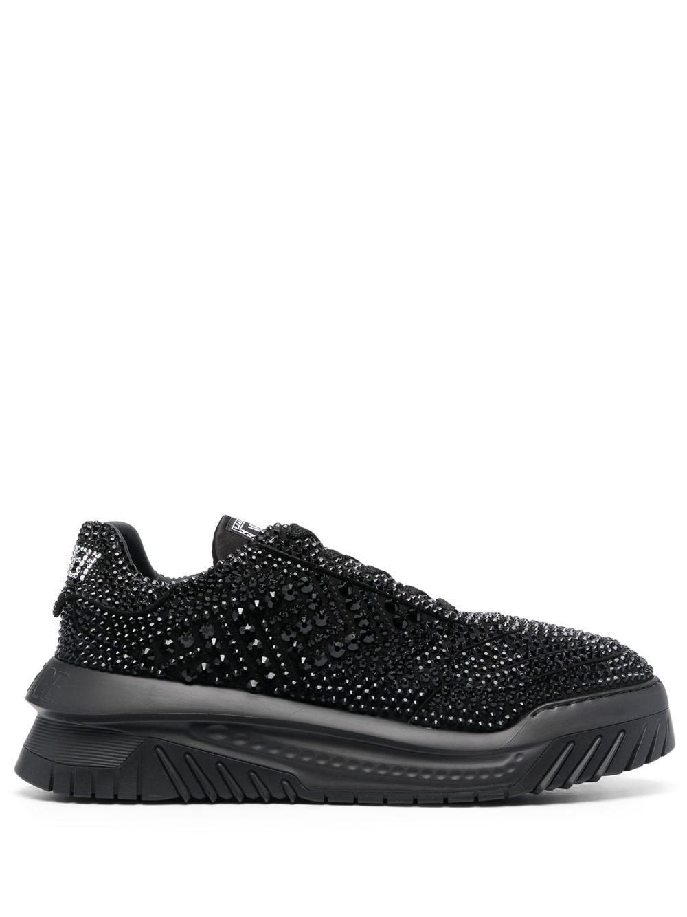 Versace Odissea Crystal-embellished Sneakers in Black for Men | Lyst