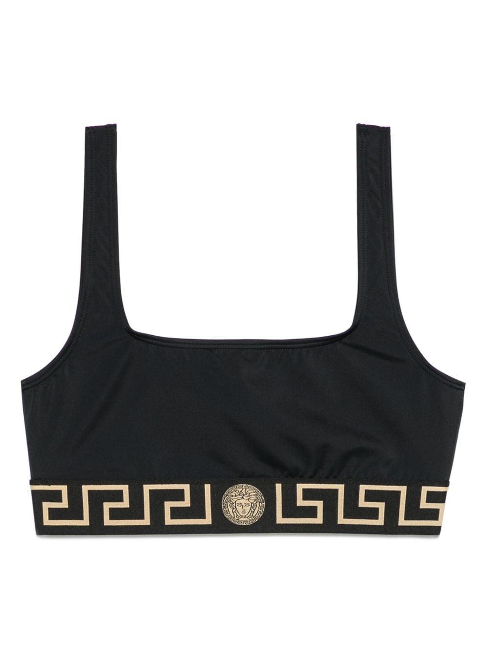 Versace Greca-Detailing Bikini Top in Black | Lyst