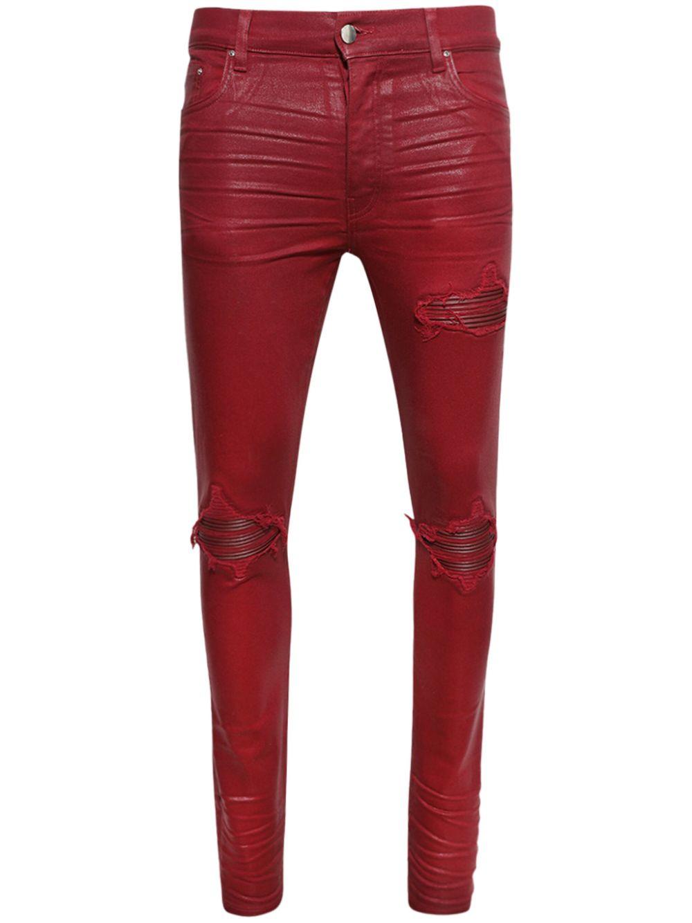 Amiri Wax Coated Jeans in Red for Men | Lyst