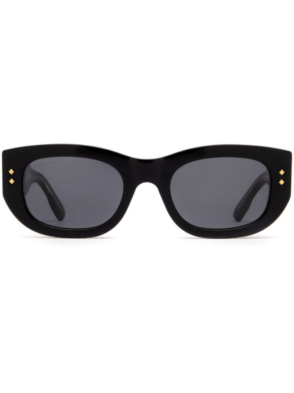 Gucci Oval Frame Sunglasses In Black Lyst Uk