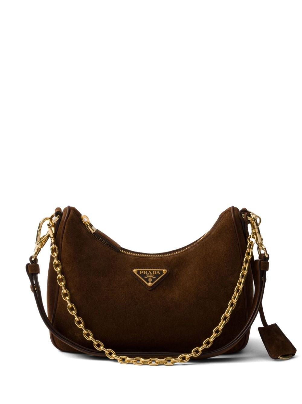 Prada Re-edition Suede Mini Bag in Brown | Lyst