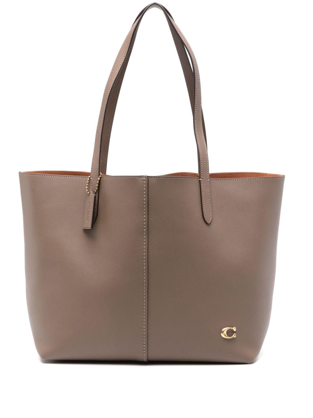 COACH Logo-Charm Tote Bag in Brown | Lyst