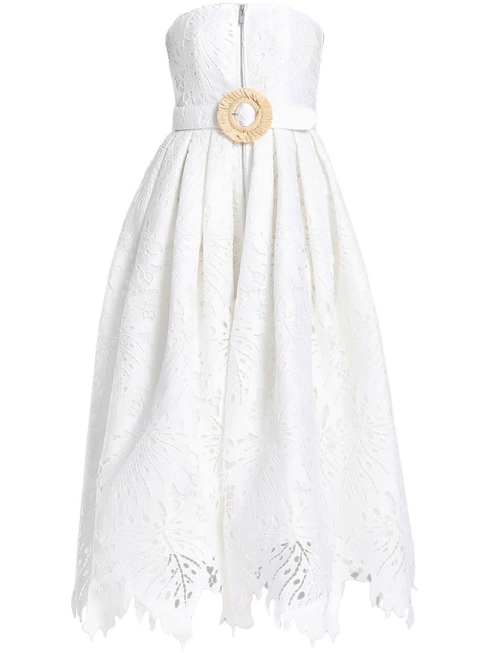 LEO LIN Norine Bustier Midi Dress in White | Lyst