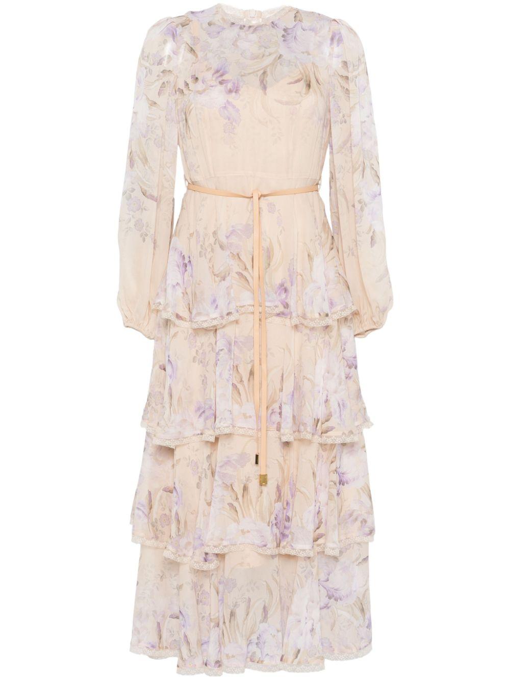 Zimmermann Eden Lace Edge Midi Dress in Natural | Lyst