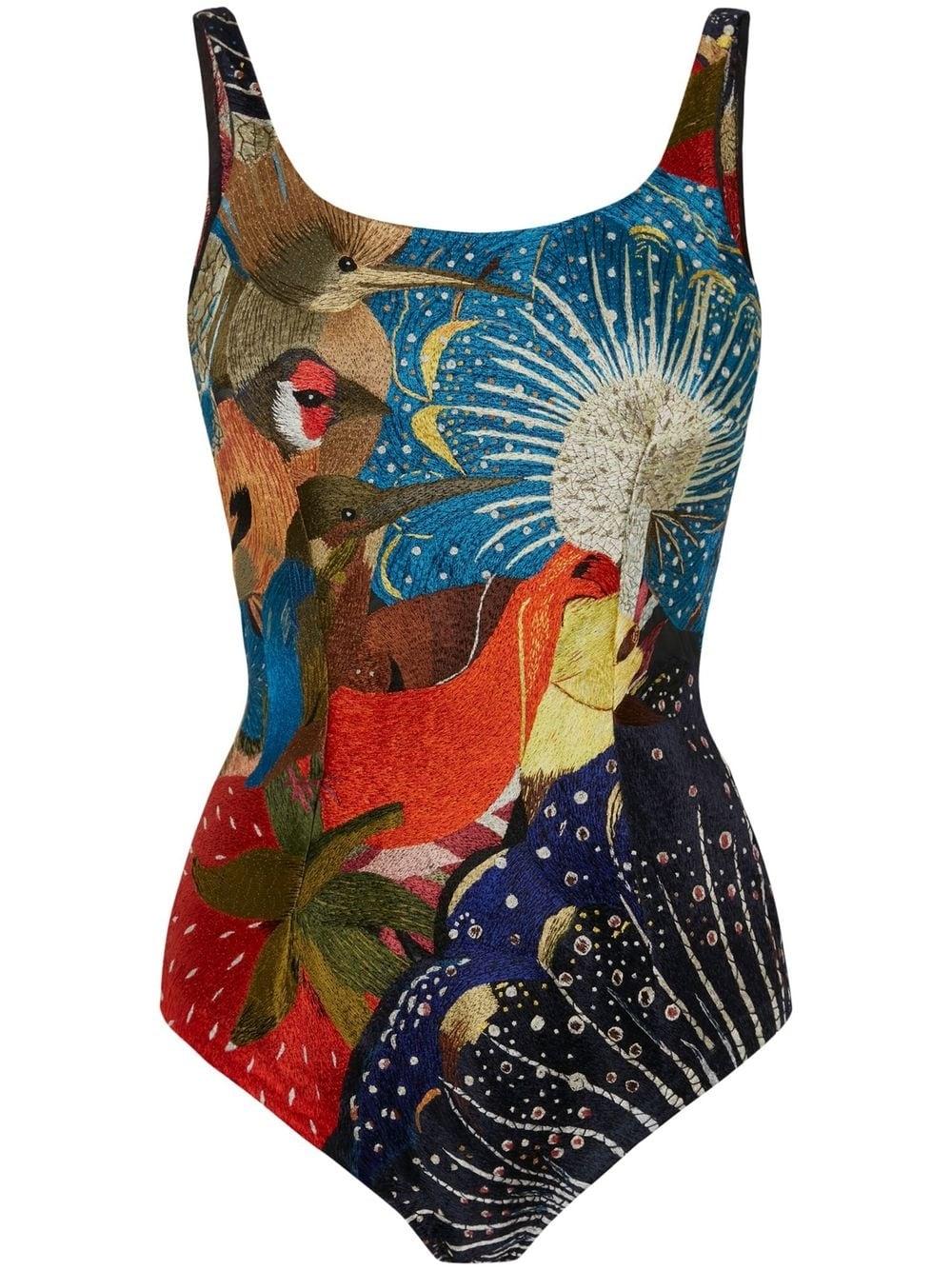 Alexander Mcqueen Hieronymus Bosch Embroidered Bodysuit In Blue Lyst