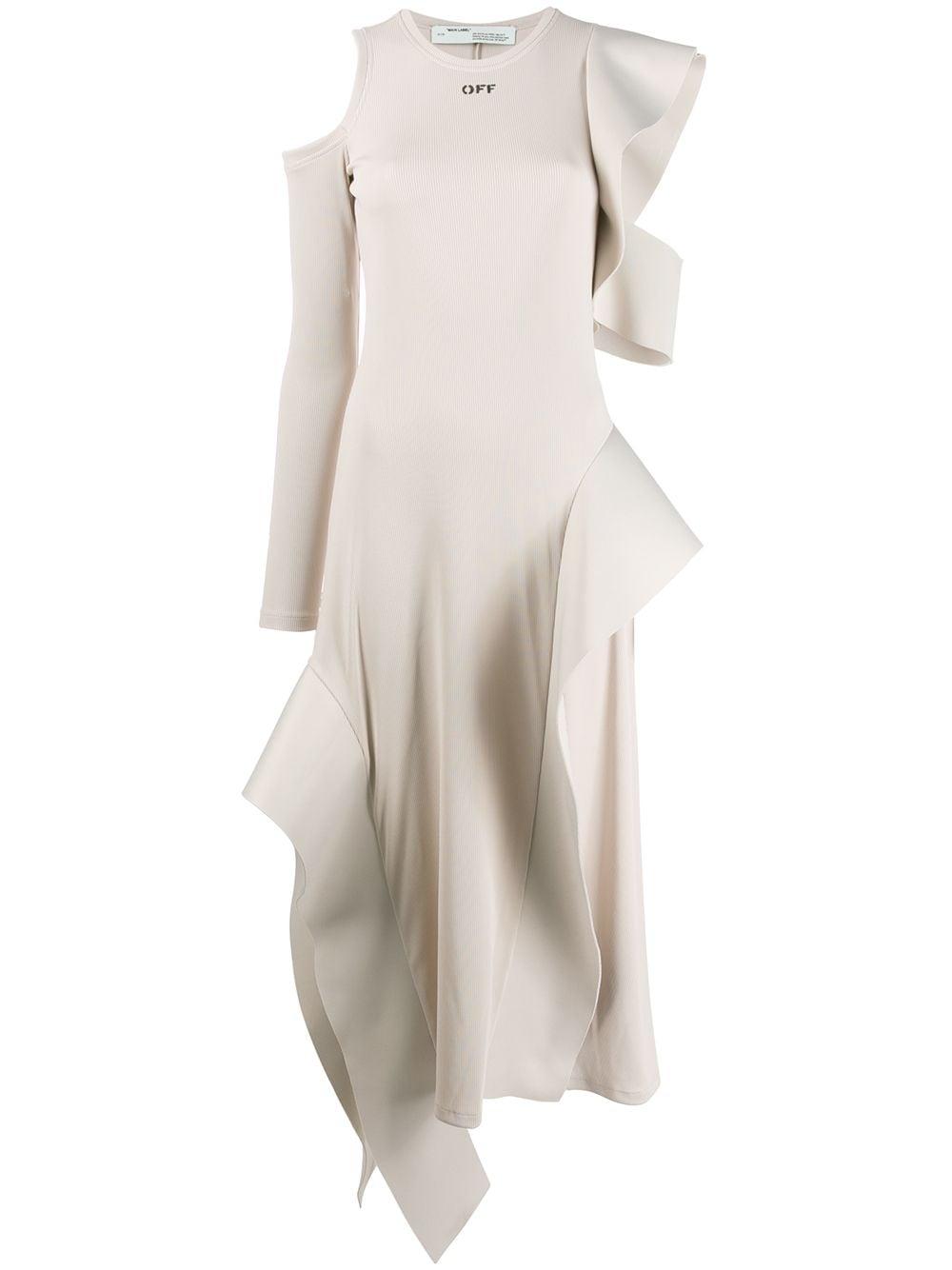 Off-White c/o Virgil Abloh Synthetic Asymmetric Logo Print Midi Dress ...