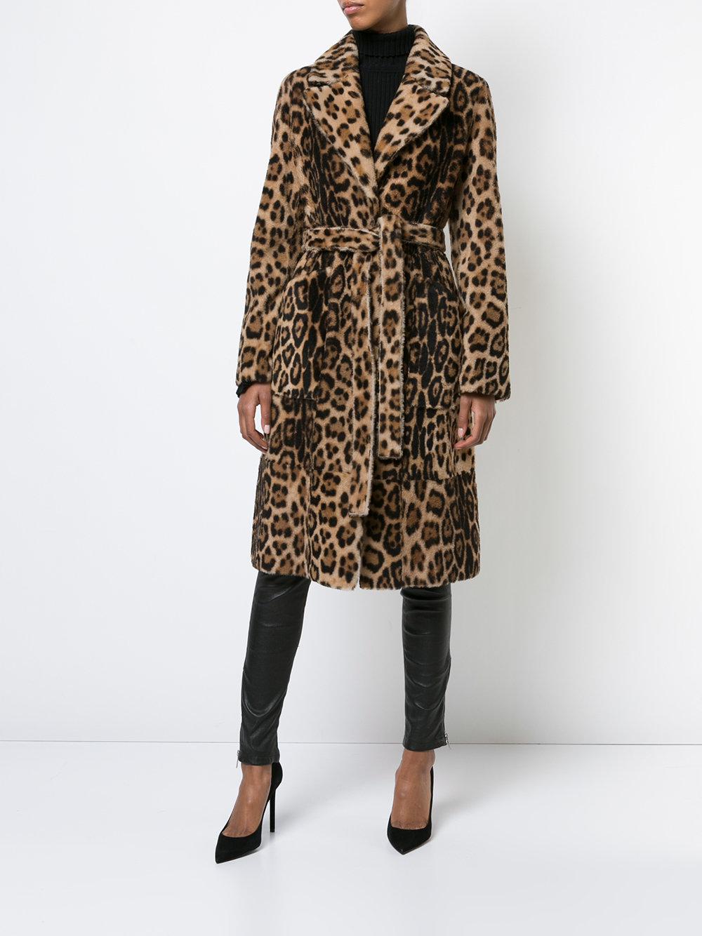 belted leopard coat