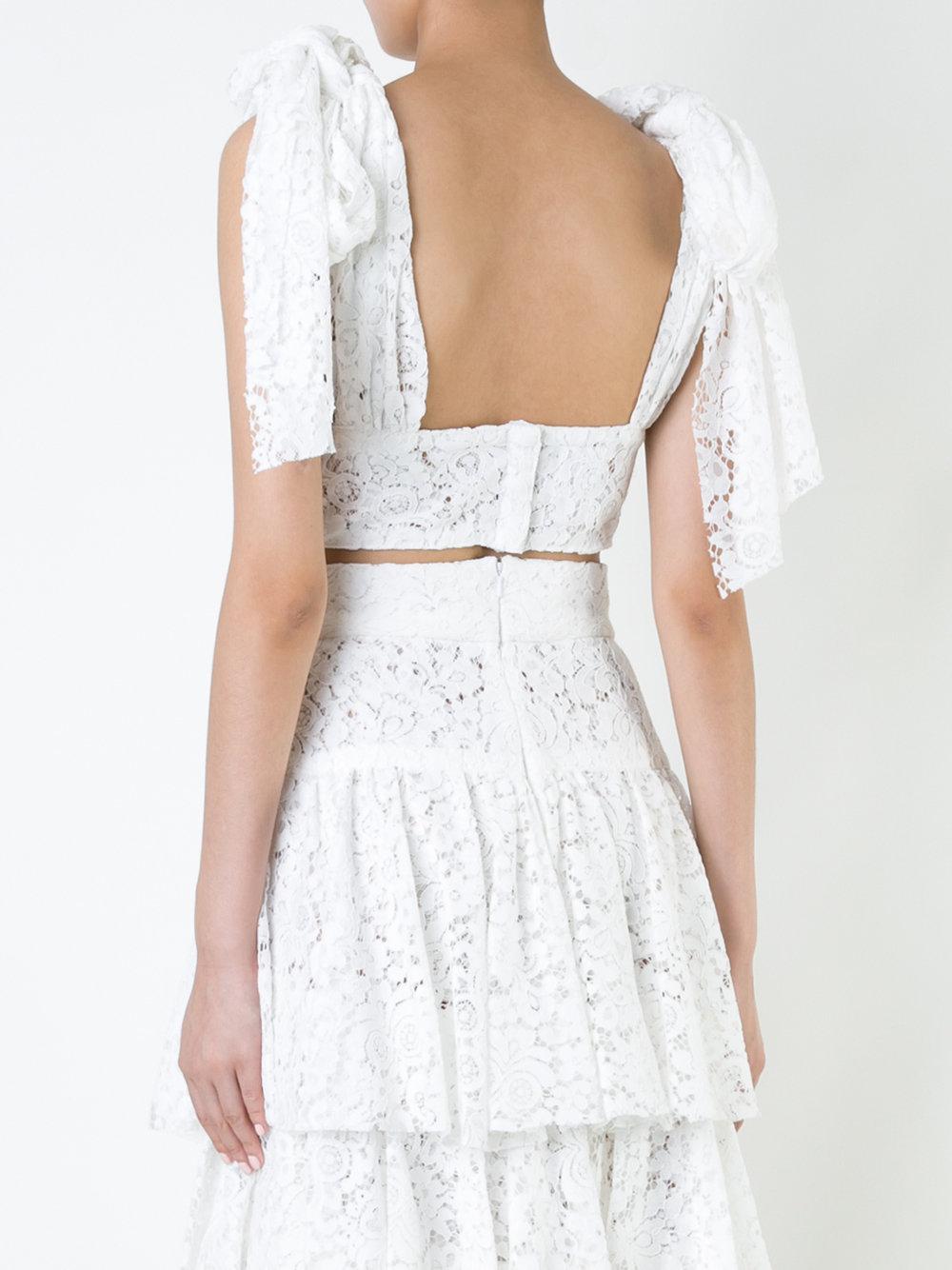 Bambah Lace Tied Shoulder Triangle Top in White - Lyst