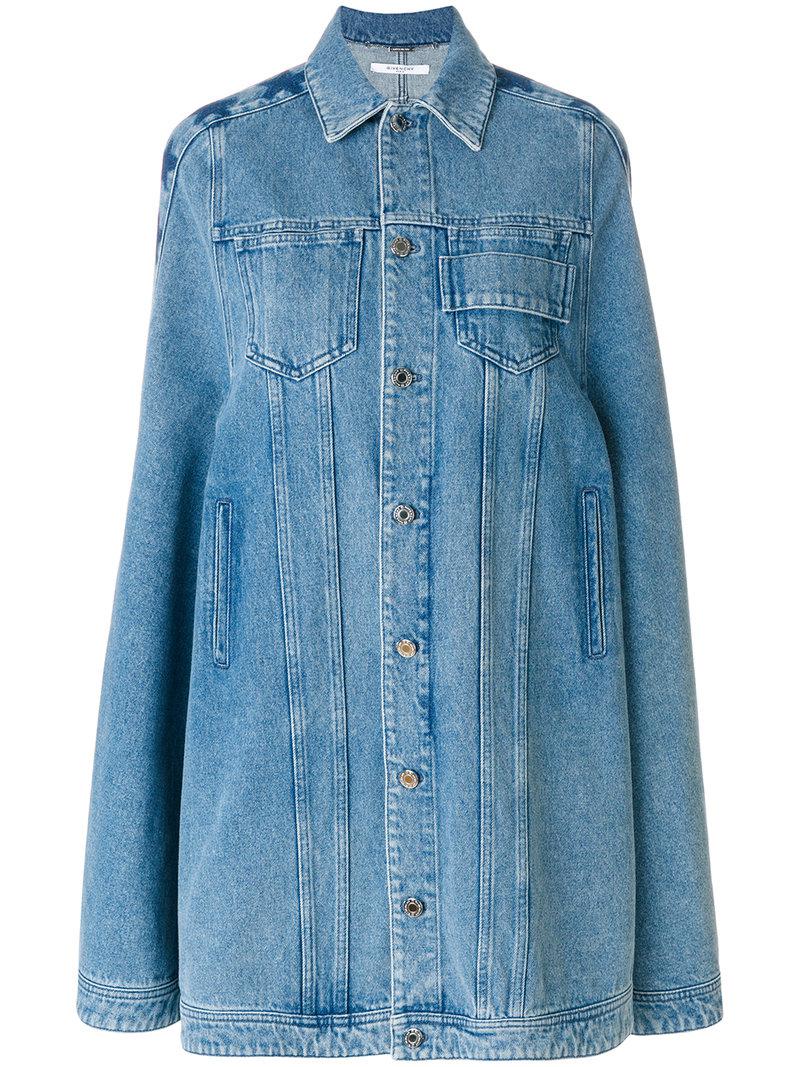 Givenchy Denim Mid-length Cape in Blue | Lyst