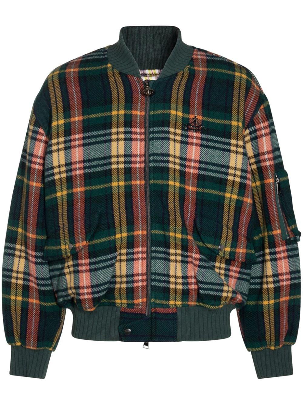 Vivienne Westwood Check-Pattern Bomber Jacket in Black for Men | Lyst