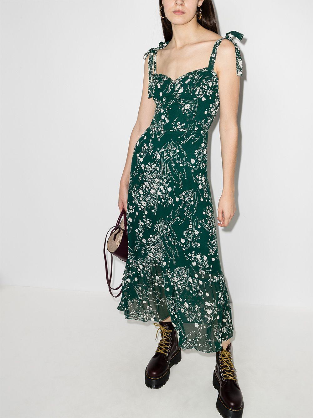 Reformation Synthetic Floral Print Midi Dress In Green Lyst